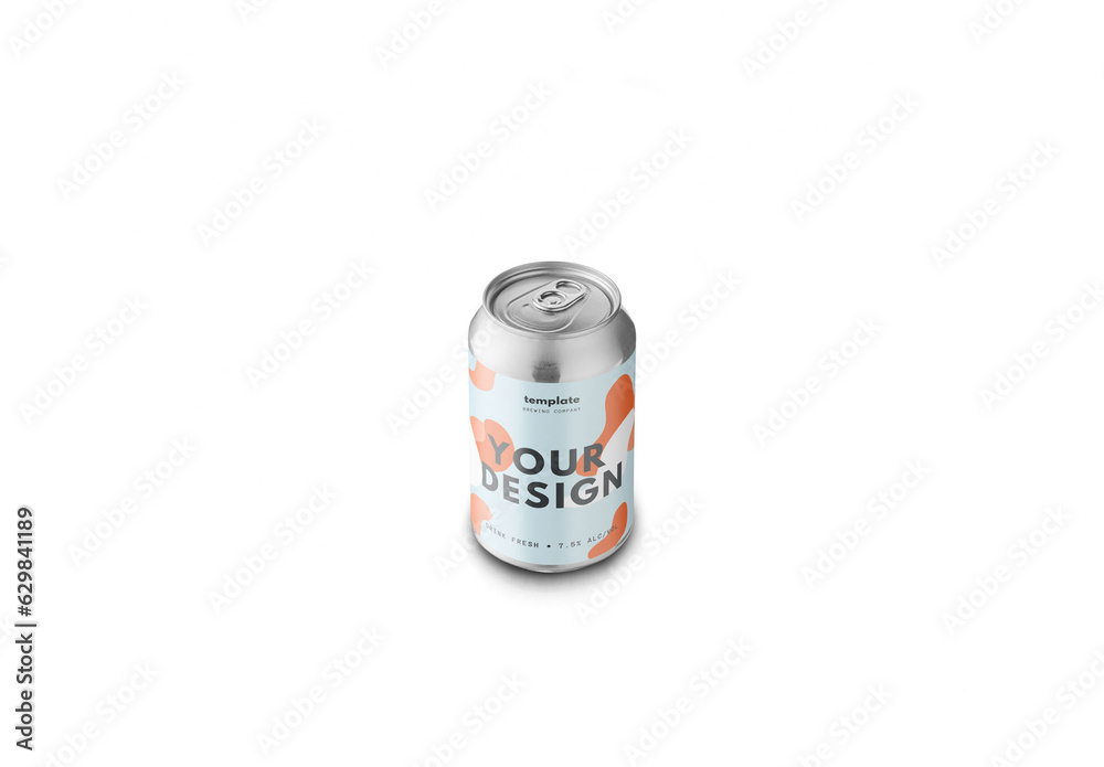 Mockup of customizable 12oz or 33cl drinks can label available against ...