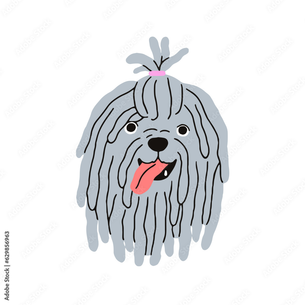 Cute Komondor puppy avatar. Funny canine head of Hungarian sheepdog ...