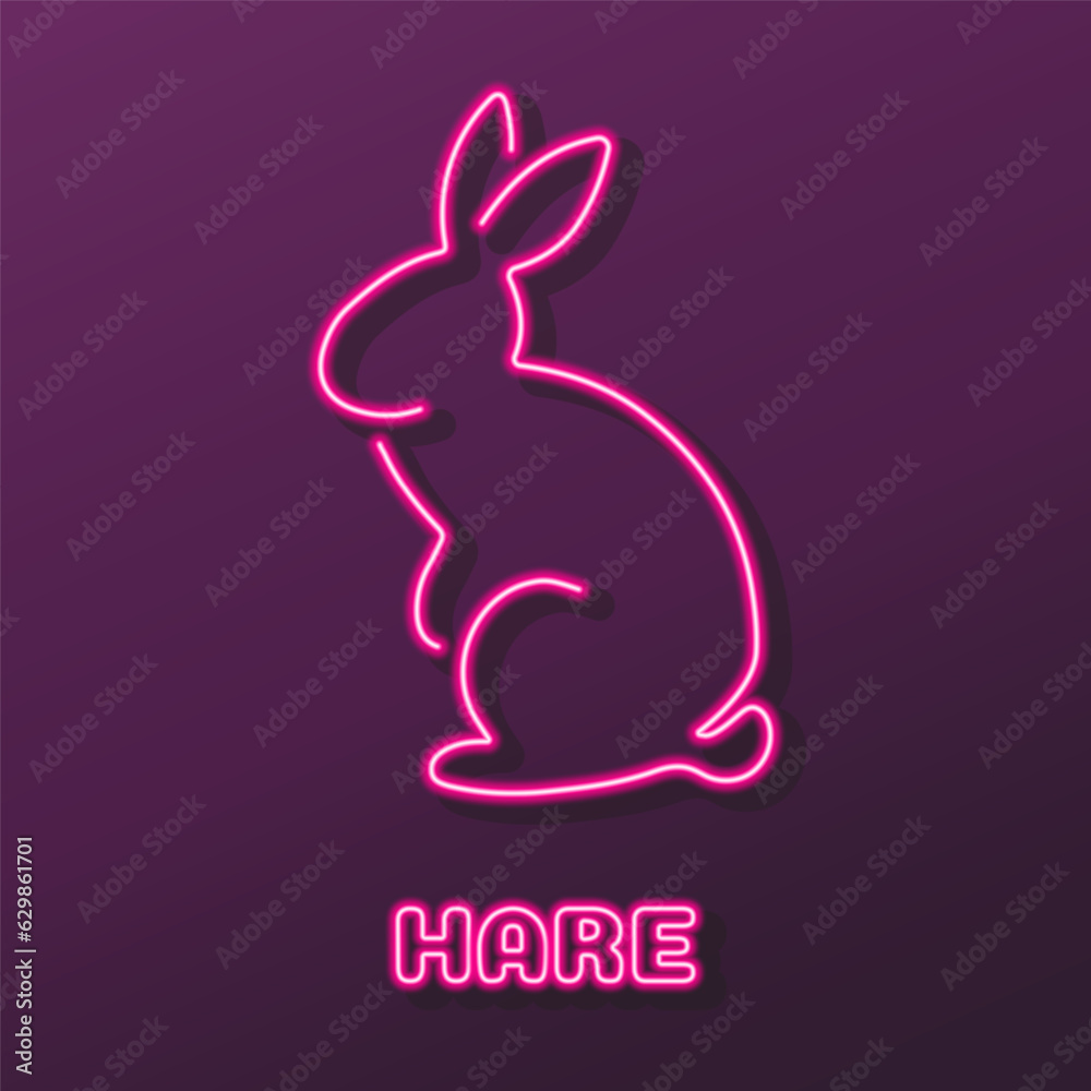 rabbit neon sign, modern glowing banner design, colorful modern design ...