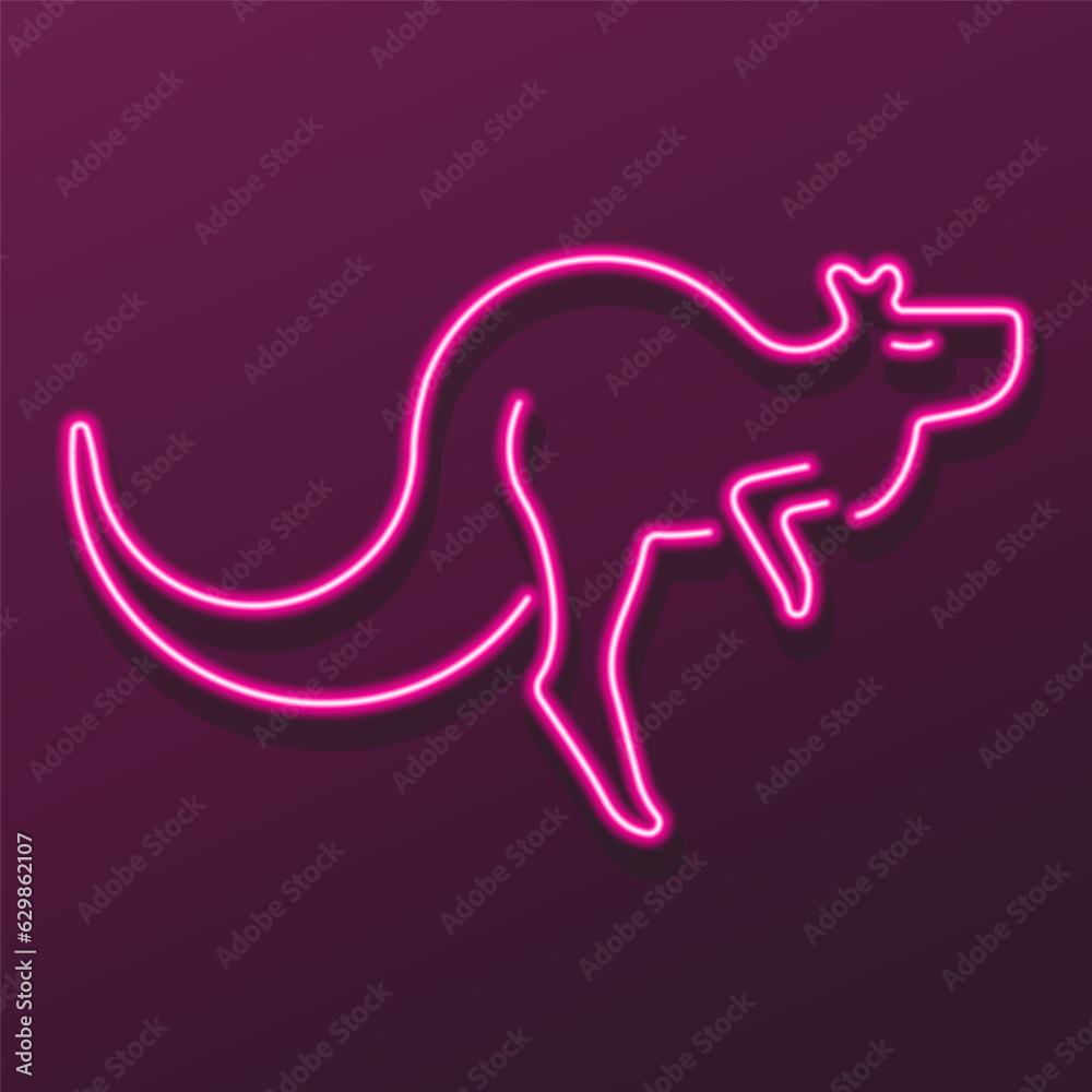 kangaroo neon sign, modern glowing banner design, colorful modern ...