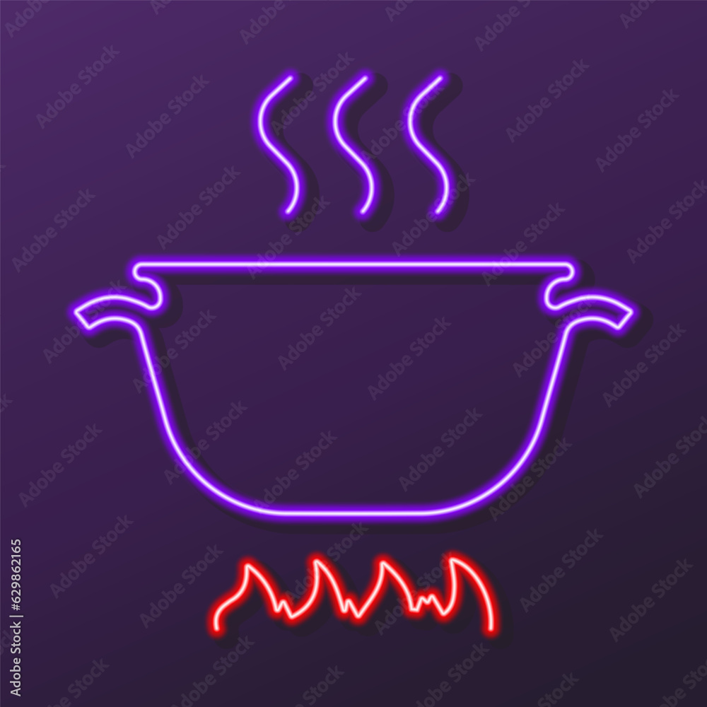 boiling pot neon sign, modern glowing banner design, colorful modern ...