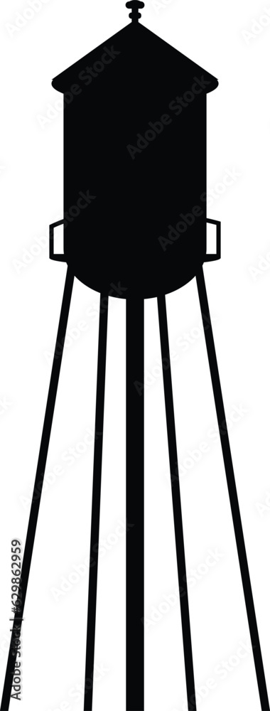 Water tower icon. Industrial construction with water tank sign ...