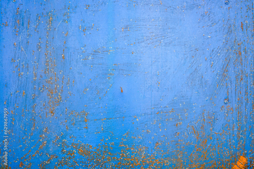 Blue background from old and dirty metal sheet paint with blue color ...