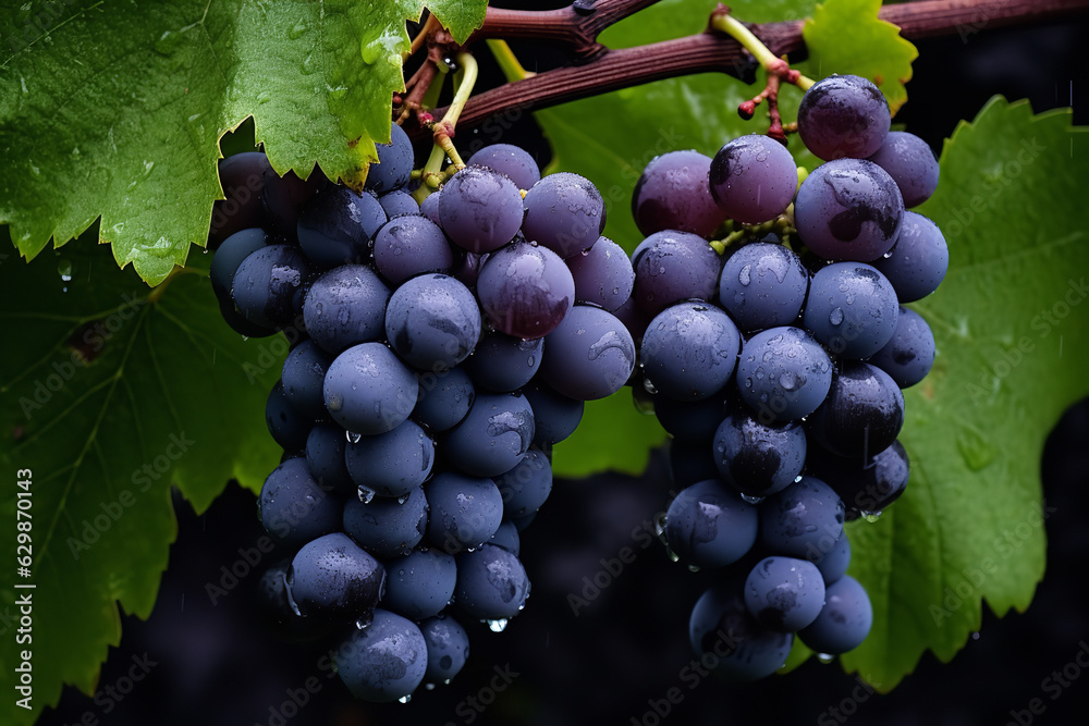 a bunch of grapes on a tree, a picture, pixabay, renaissance, grayish ...