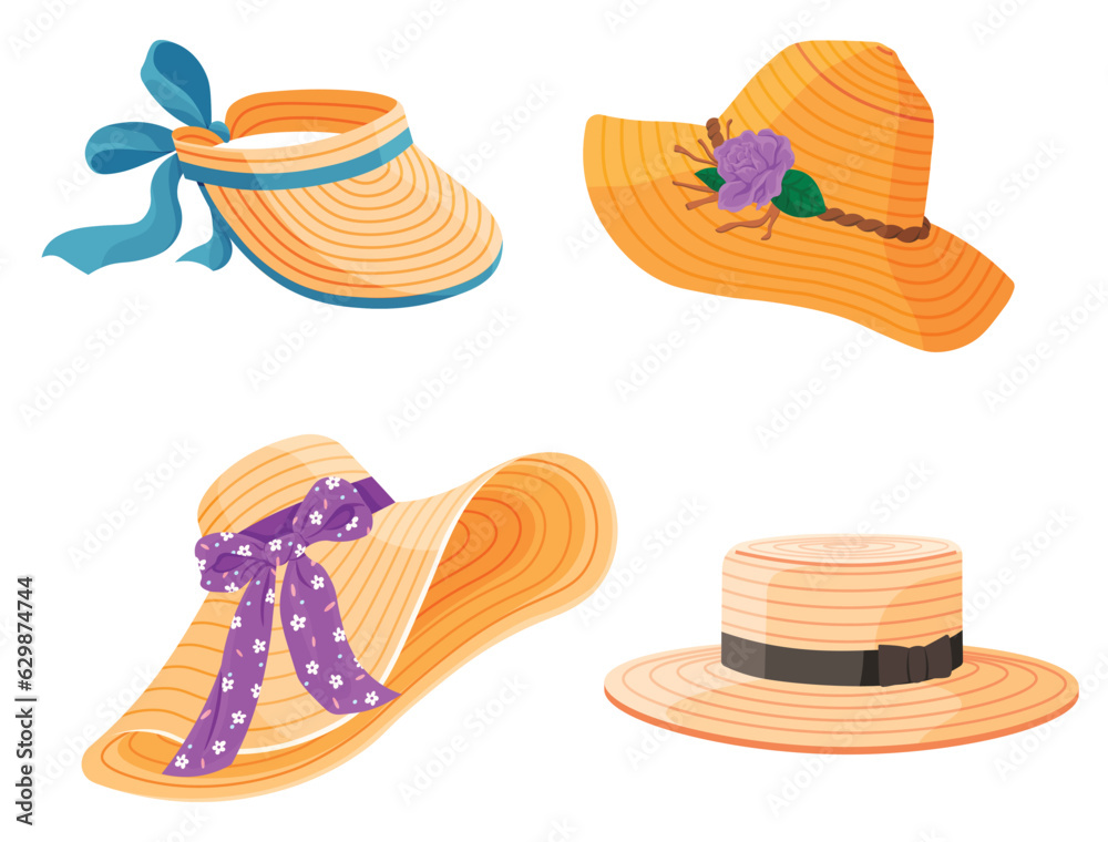 Summer hat. Vector illustration. Sun hat wear, celebration of style ...