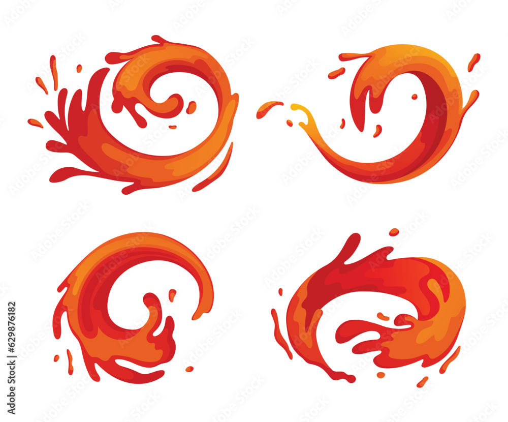 Water and juice splash liquide. Vector Illustration. A red spill shape ...