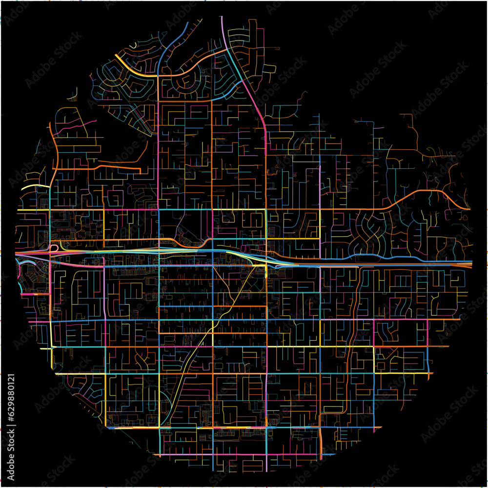 Colorful Map of MorenoValley, California with all major and minor roads ...