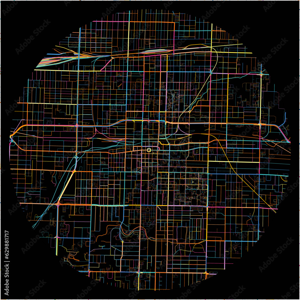 Colorful Map of Springfield, Missouri with all major and minor roads ...