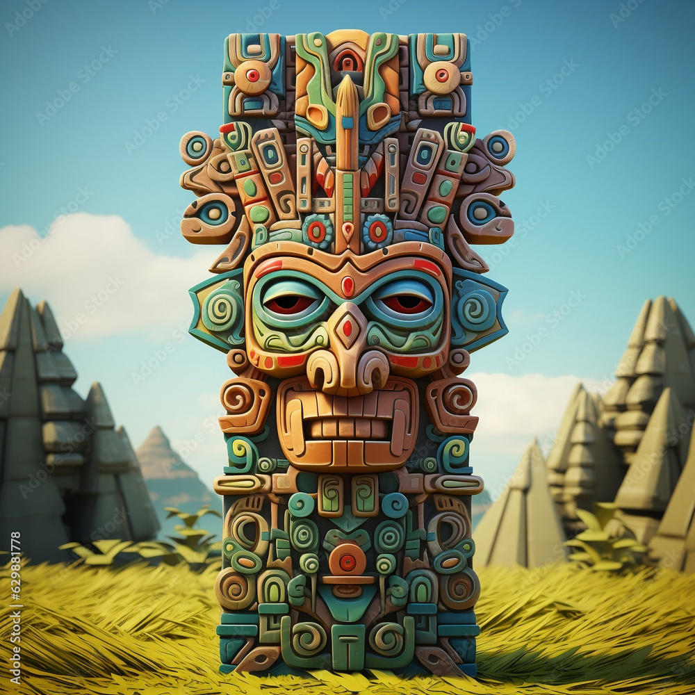 An ancient Egyptian inspired totem, intricately designed with Aztec ...