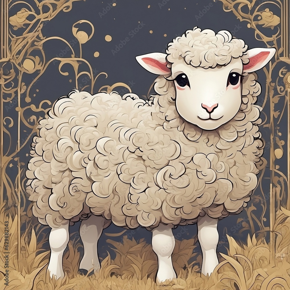 Sheep in the meadow. Vector illustration of a sheep. ai generated ...
