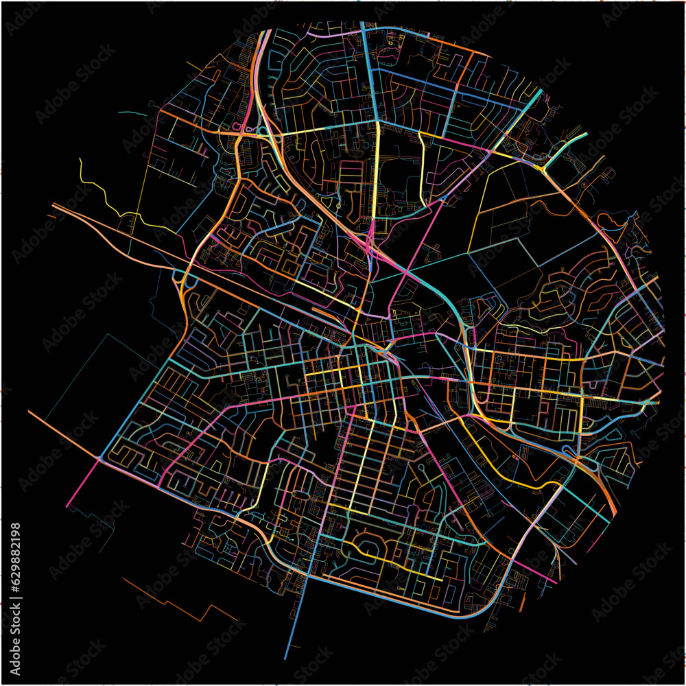 Colorful Map of Salinas, California with all major and minor roads ...
