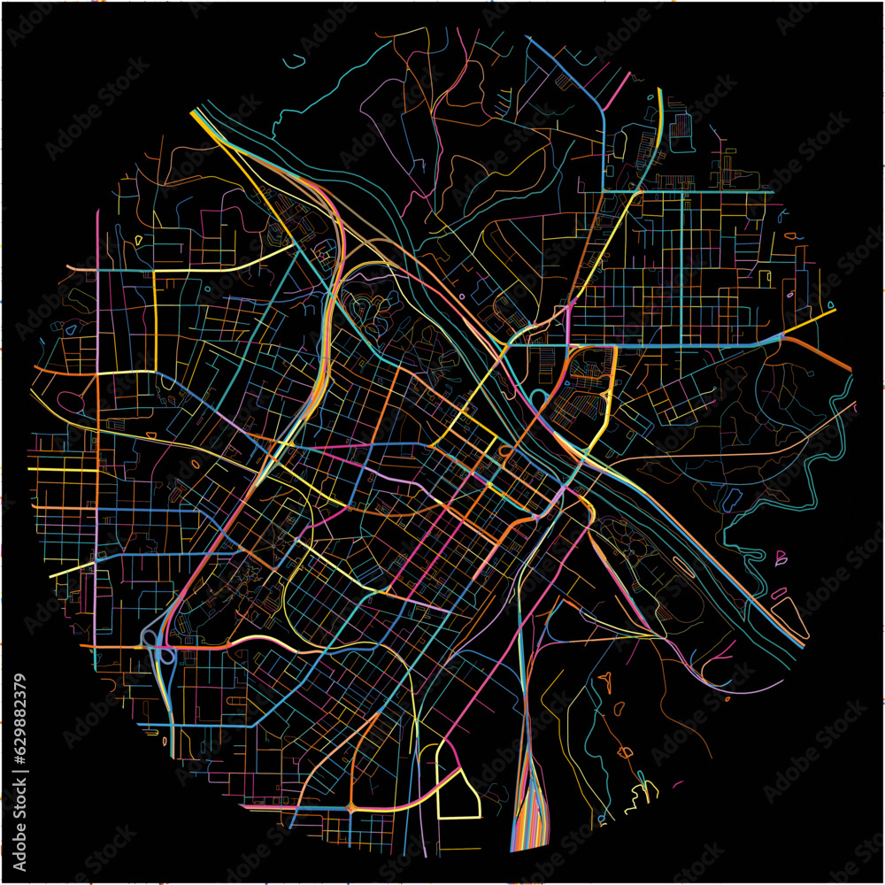 Colorful Map of Macon, Georgia with all major and minor roads. Stock ...