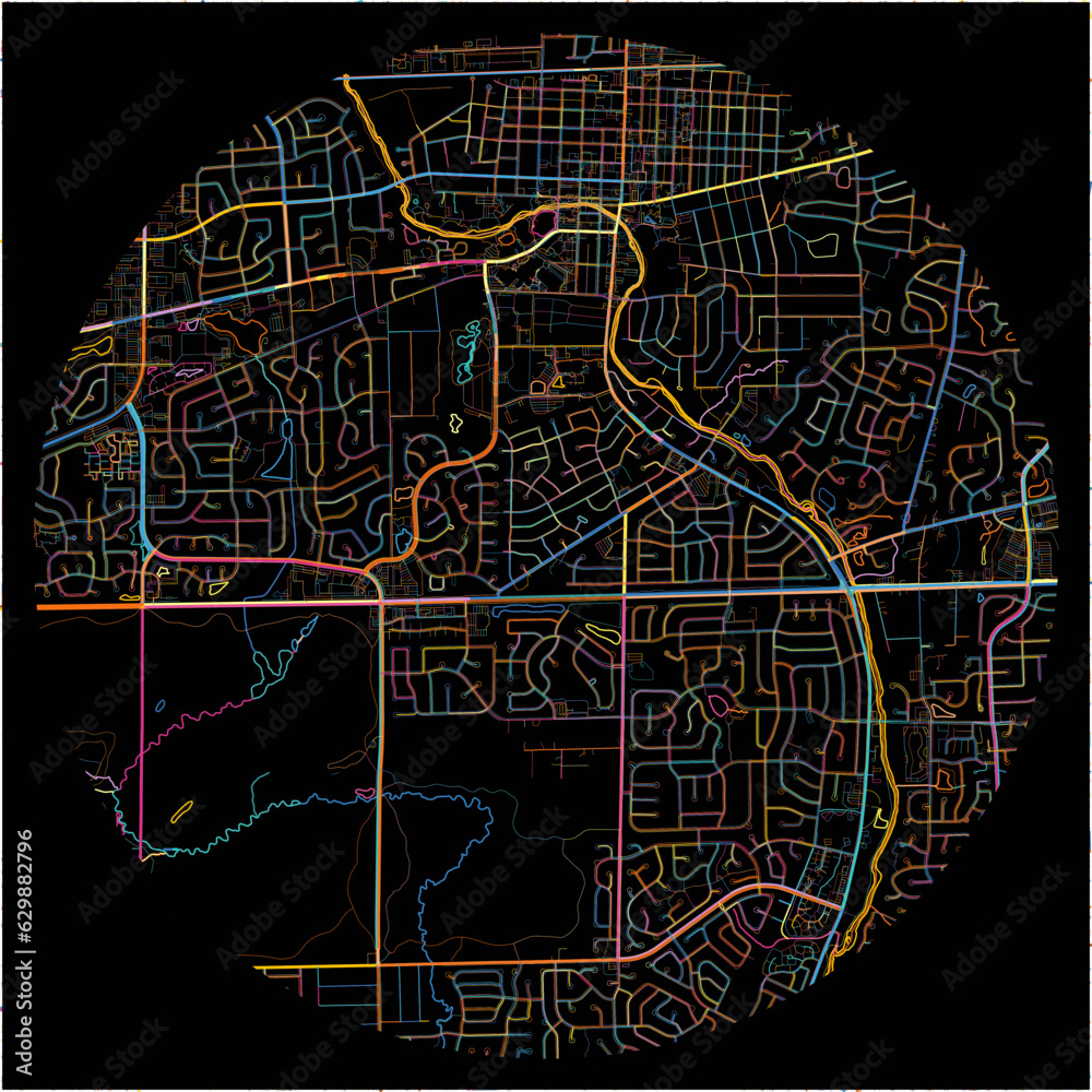 Colorful Map of Naperville, Illinois with all major and minor roads ...