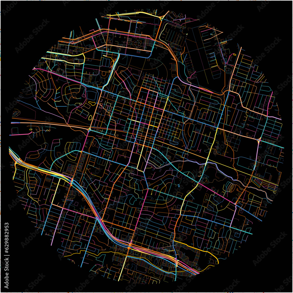 Colorful Map of Killeen, Texas with all major and minor roads. Stock ...