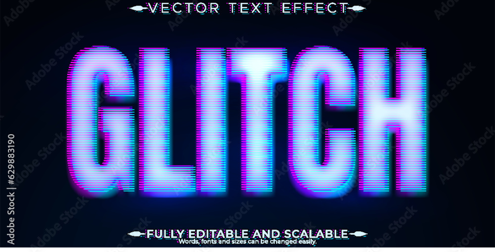 Glitch vhs text effect, editable digital signal and technology text ...