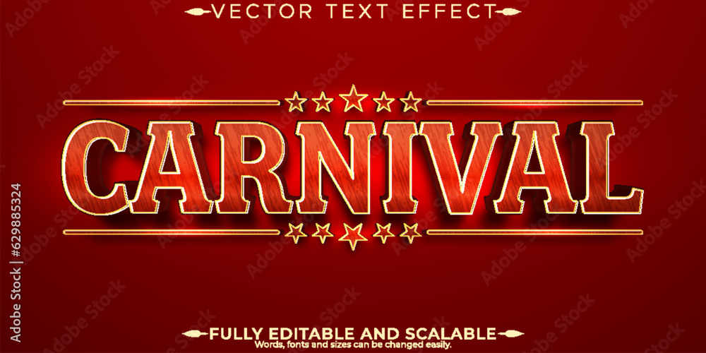 Editable text effect, carnival circus text style Stock Vector | Adobe Stock