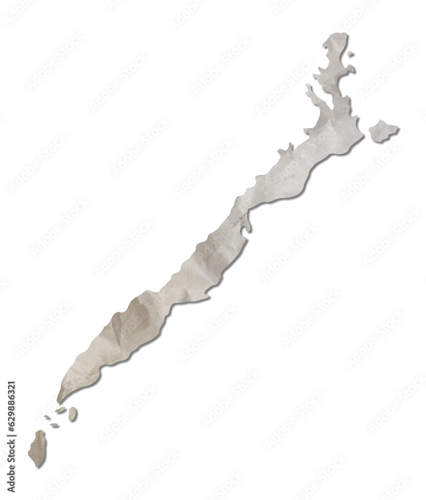 Palawan island map paper texture cut out on white background.. Stock ...
