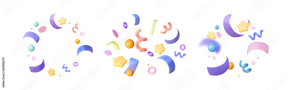 Confetti 3d party set confetti on a white background. Festive Template ...