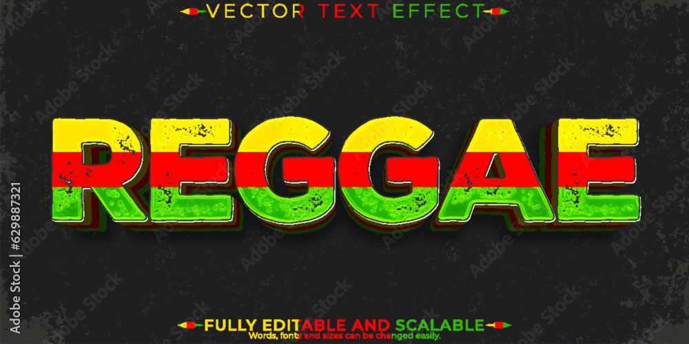 Reggae text effect, editable music and jamaica text style Stock Vector ...