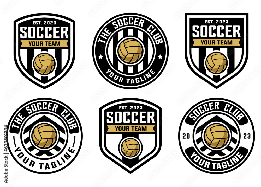Set of football club logo sign badge. Football logo with shield ...