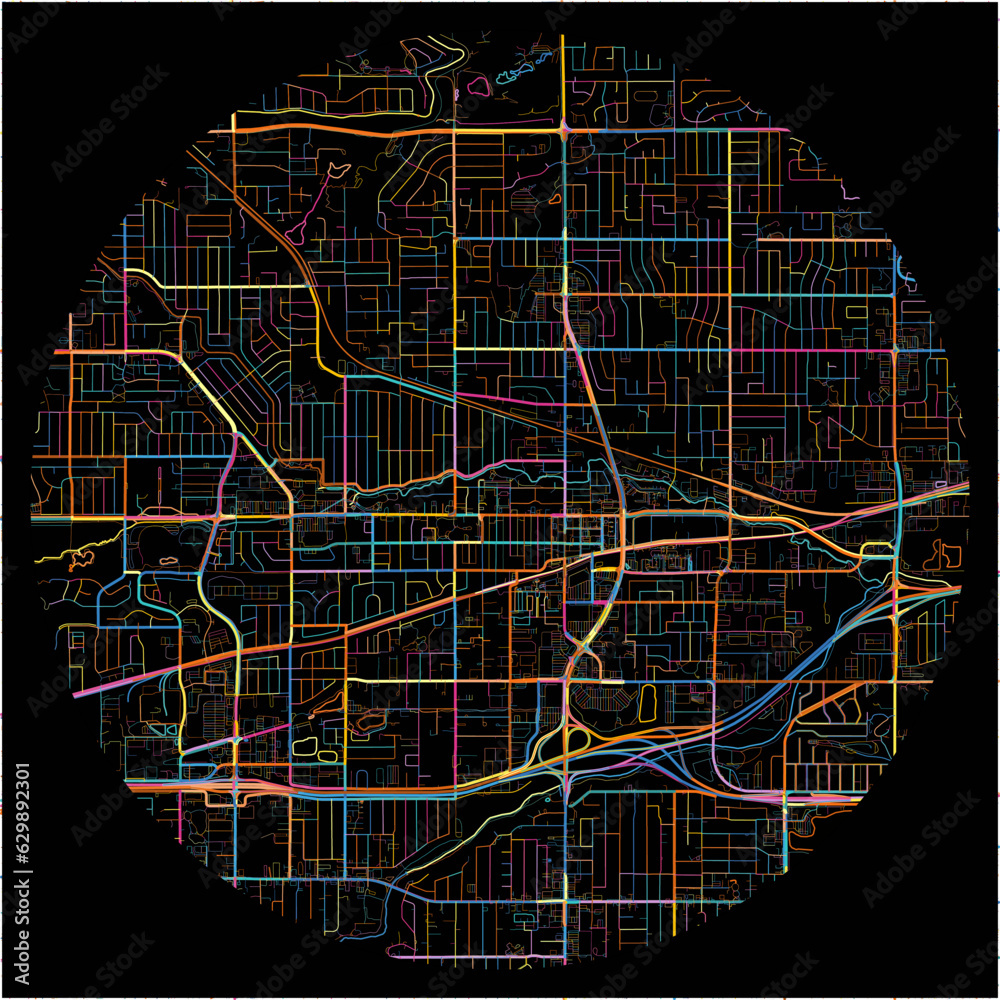 Colorful Map of Arvada, Colorado with all major and minor roads. Stock ...