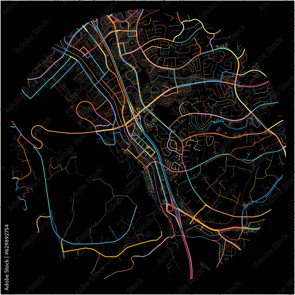Colorful Map of Temecula, California with all major and minor roads ...