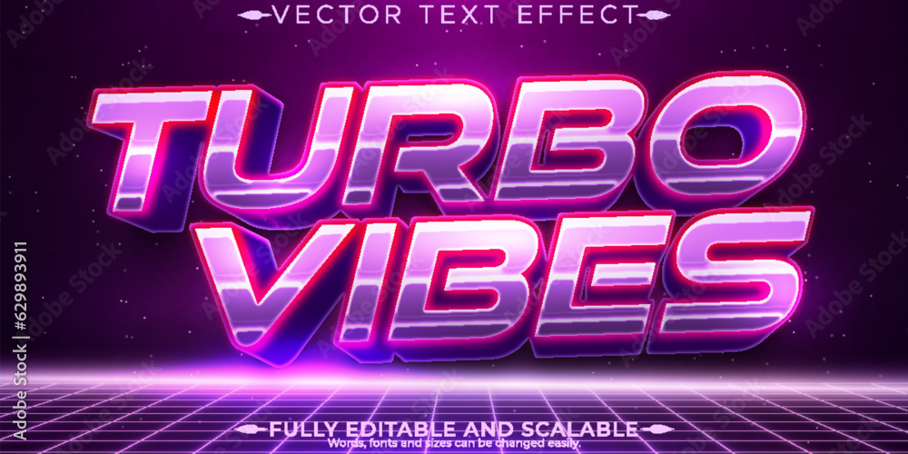 Retro turbo text effect, editable neon and speed text style Stock ...