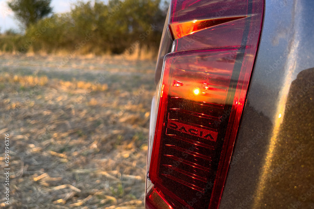 Bucharest, Romania - 30 July 2023: The new logo sign of Dacia Romanian ...