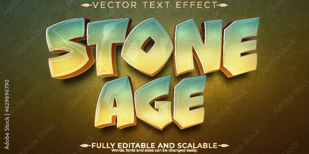 Stone age text effect, editable cartoon caveman text style Stock Vector ...