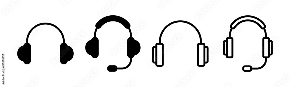 Headphone icon set illustration. Headphone sign and symbol Stock Vector ...