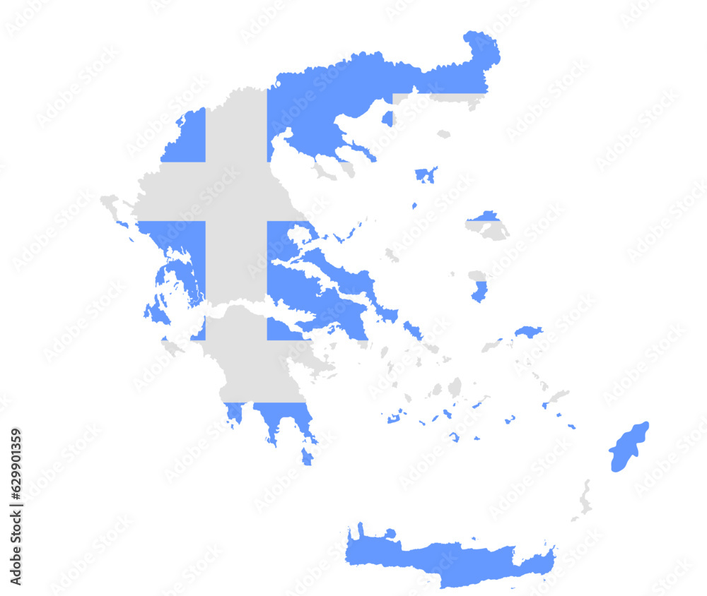 Greek map silhouette vector illustration, national flag of Greece ...