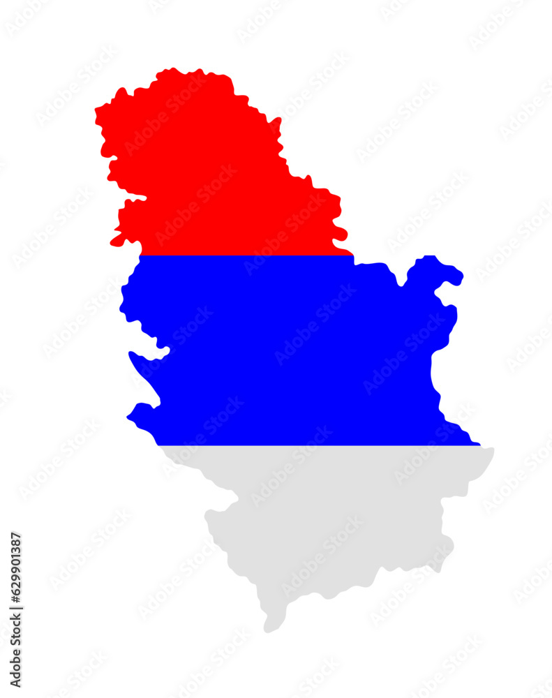 Republic of Serbia map flag vector silhouette illustration isolated on ...
