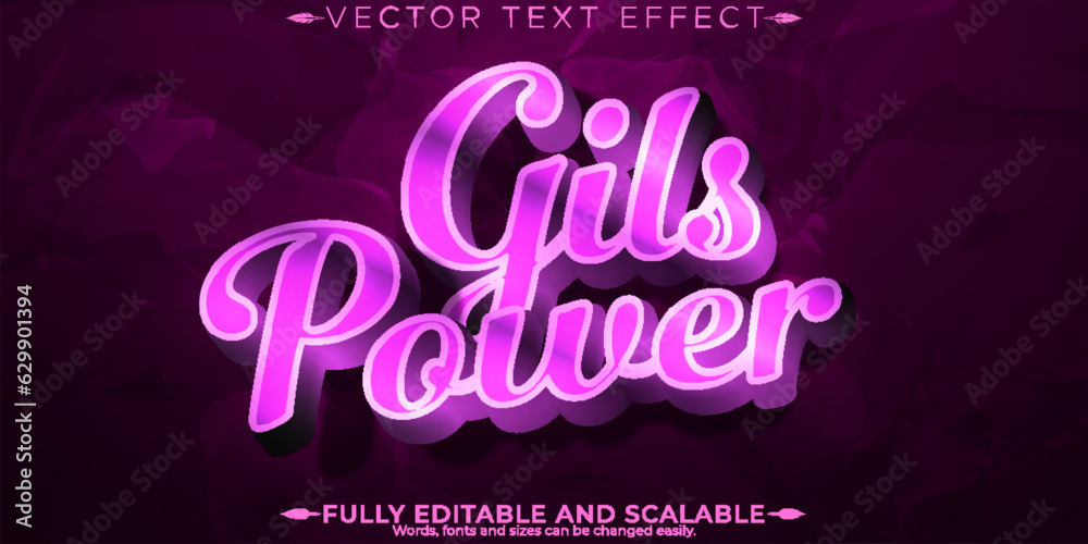 Pink girls power text effect, editable candy and soft text style Stock ...