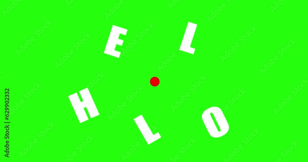 Hello kinetic animated text with bouncing effect over green screen in ...