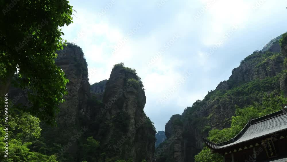 Temple in Yandang mountain time lapse.Yandang Mountain was named a ...
