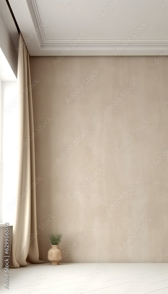 Vertical Elegant neutral beige empty room design interior white Stock ...