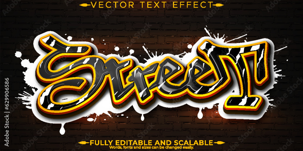 Graffiti street text effect, editable spray and black text style. Stock ...