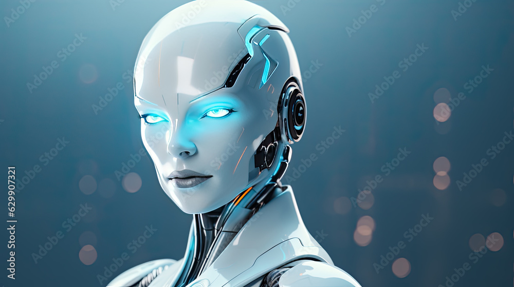 a modern white robot that looks similar to a human. art styles ...
