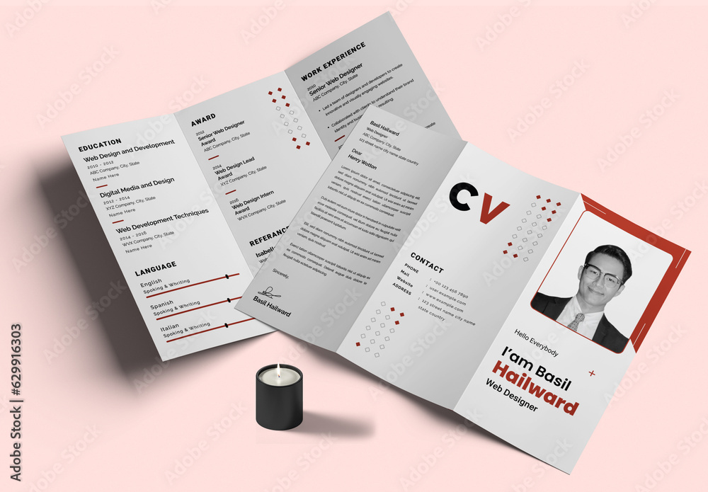 Resume Tri Fold Brochure Stock Template | Adobe Stock