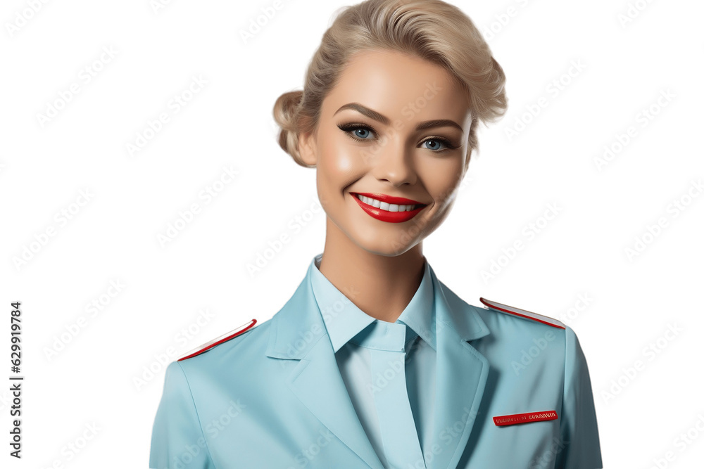 Happy Flight Attendant Posing, Face Shot, Isolated on Transparent ...