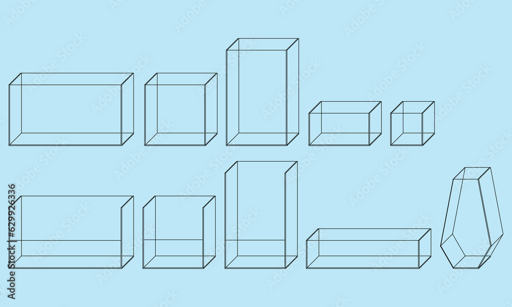 vector set of aquariums of various shapes and sizes for fish and plants ...