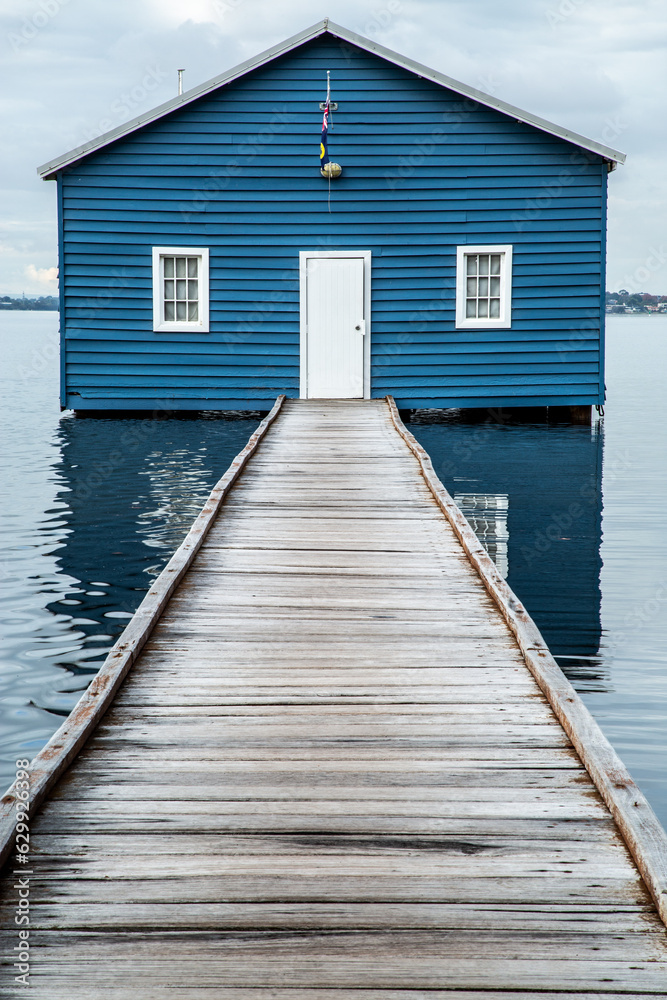 Crawley Edge blue boatshed, Perth, Western Australia, Australia Stock ...