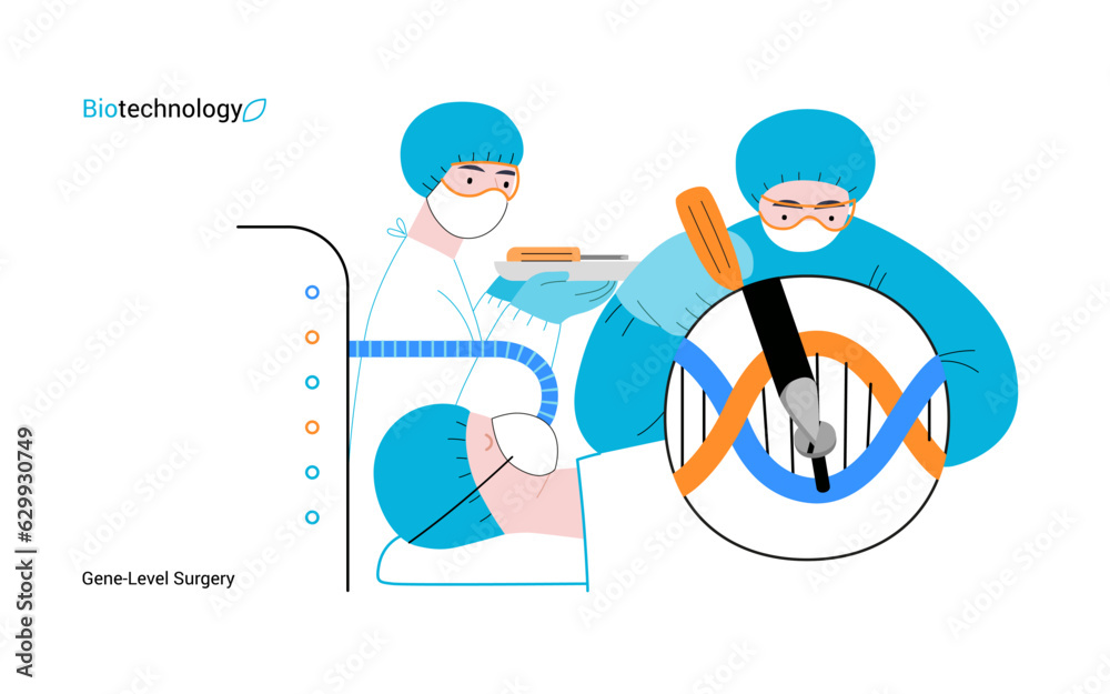 Bio Technology, Gene-Level Surgery -modern flat vector concept ...