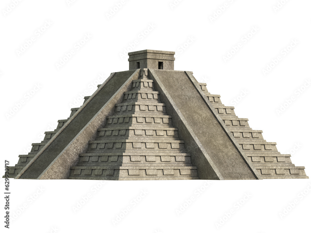 Mayan pyramid isolated on white 3d rendering Stock Illustration | Adobe ...