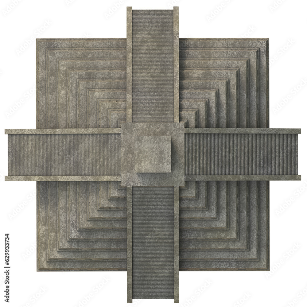 Poster Mayan pyramid top view isolated on white 3d rendering – Wall Art ...