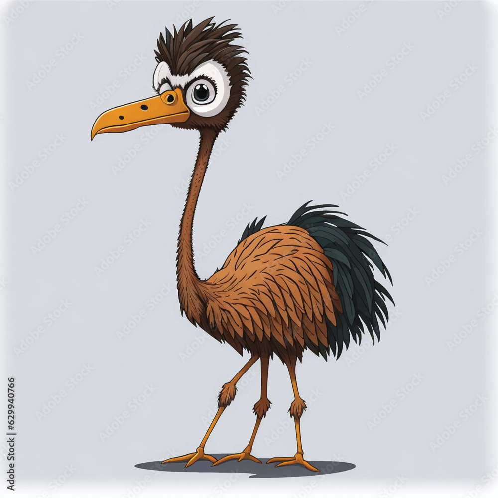 cartoon emu, vector, illustration, white background Stock Vector ...
