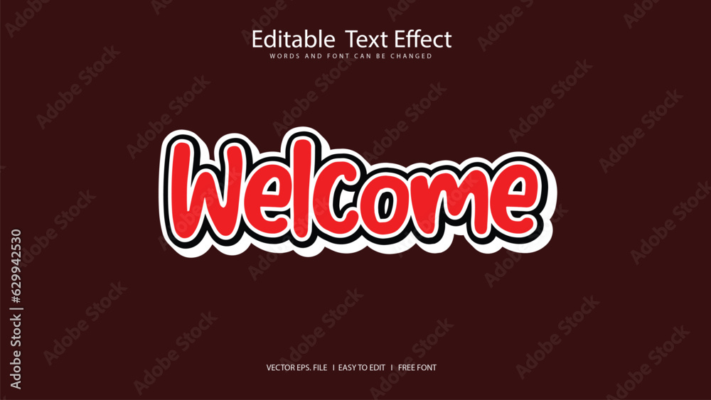 welcome text effect editable Stock Vector | Adobe Stock