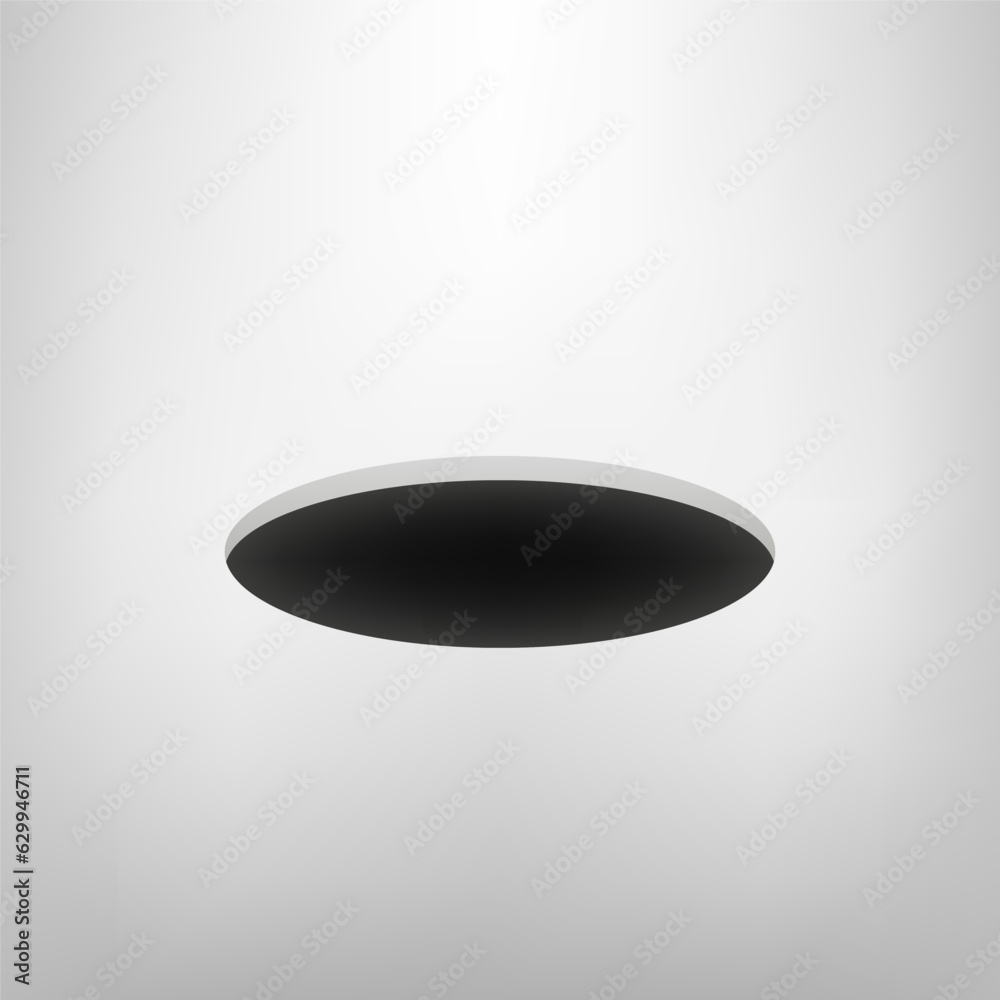 Black and white round holes on a surface 3D perspective view. Isolated ...
