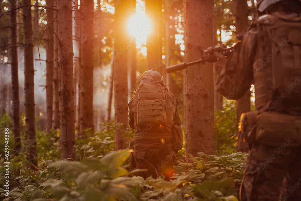 A group of modern warfare soldiers is fighting a war in dangerous ...