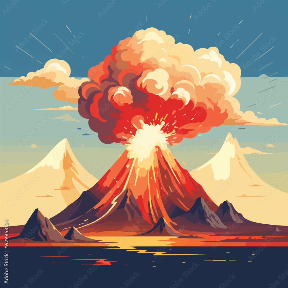 Volcanic eruption art flat design Stock Vector | Adobe Stock